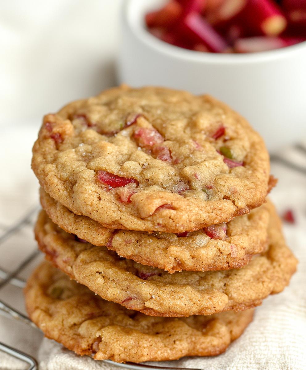 Brown Sugar Rhubarb Cookies Recipe - dailydishrecipe.com