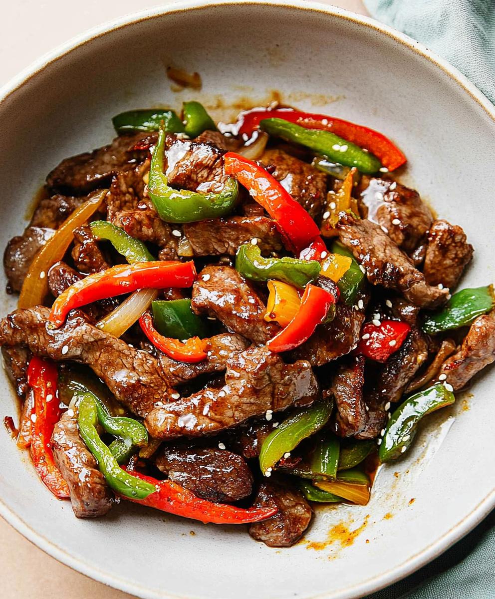 Chinese Pepper Steak Recipe - dailydishrecipe.com