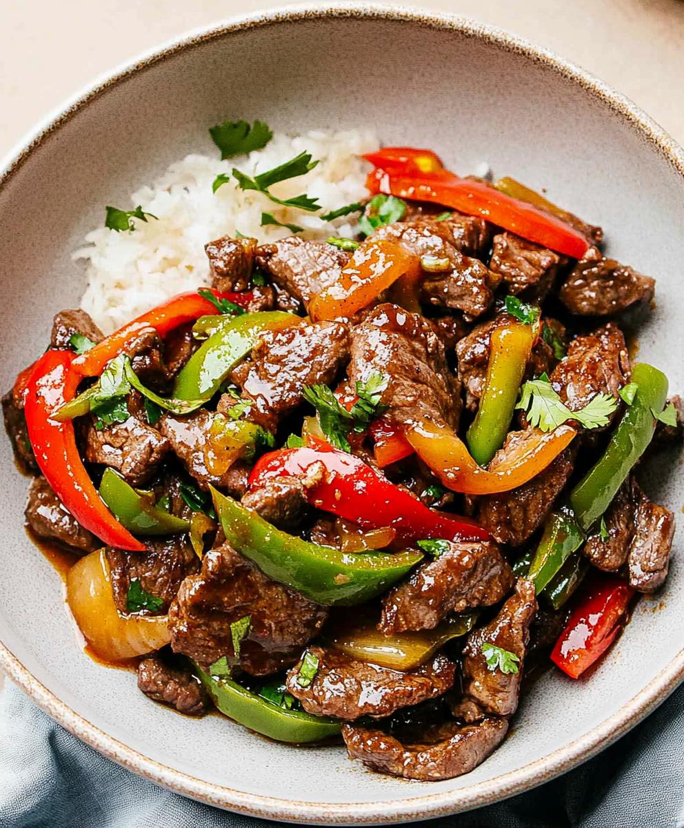Chinese Pepper Steak Recipe - dailydishrecipe.com