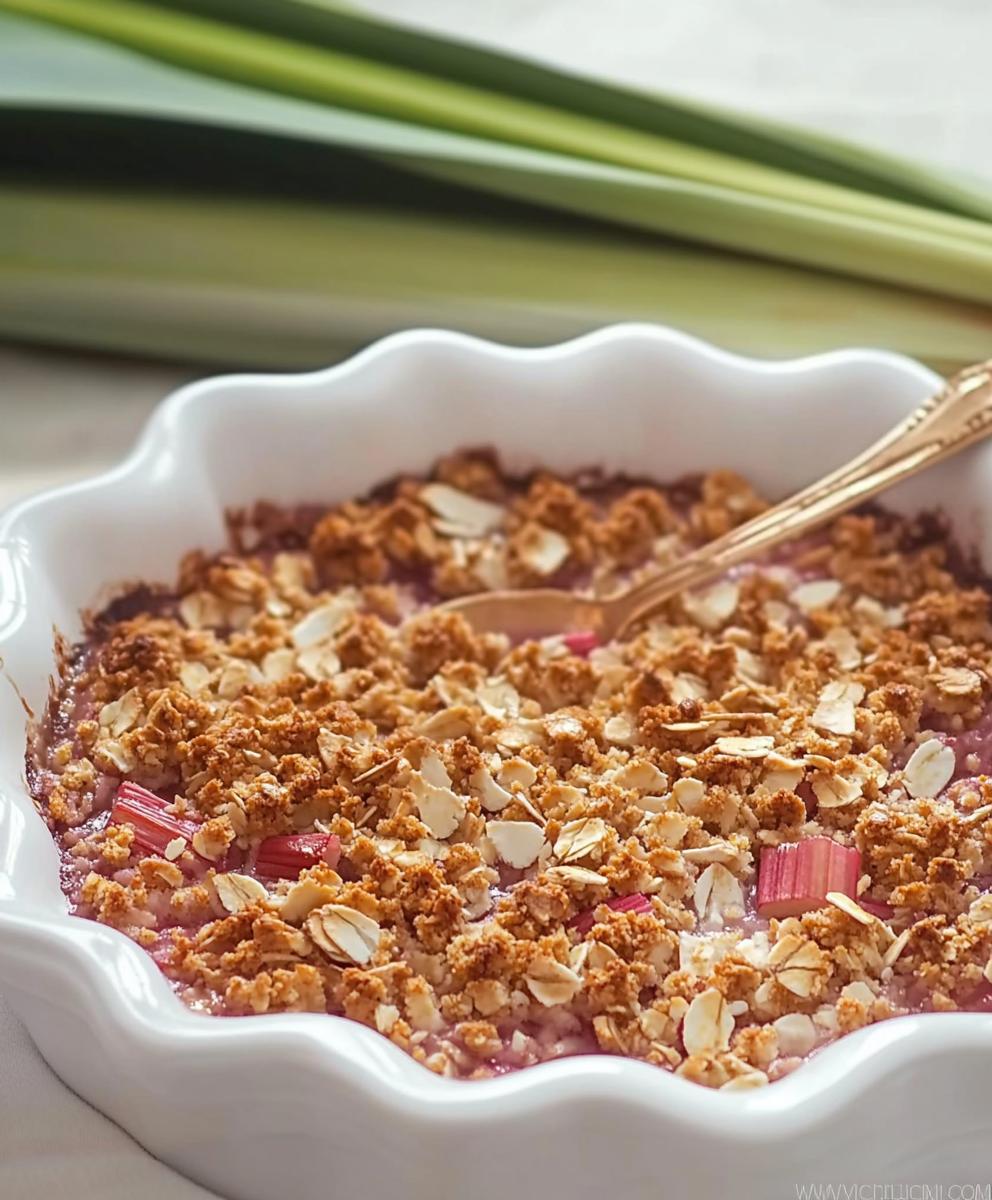 Classic Rhubarb Crisp Recipe - dailydishrecipe.com