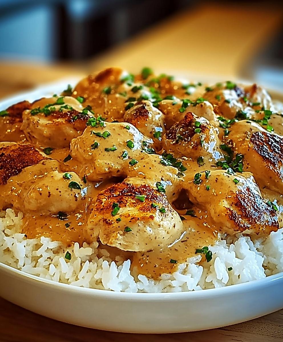 Creamy Smothered Chicken And Rice Recipe - dailydishrecipe.com