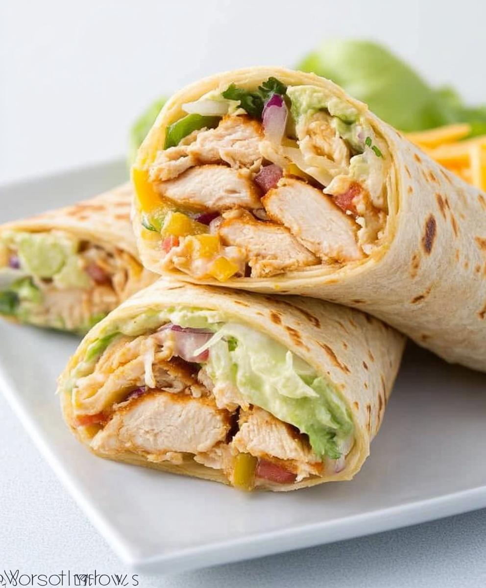 Crunchy Southwestern Chicken Wrap Recipe - dailydishrecipe.com