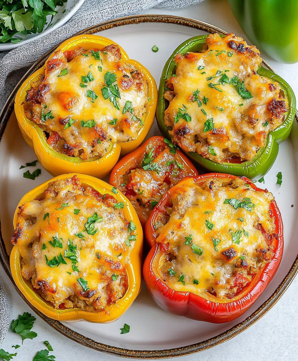 Easy Stuffed Bell Peppers Recipe - dailydishrecipe.com