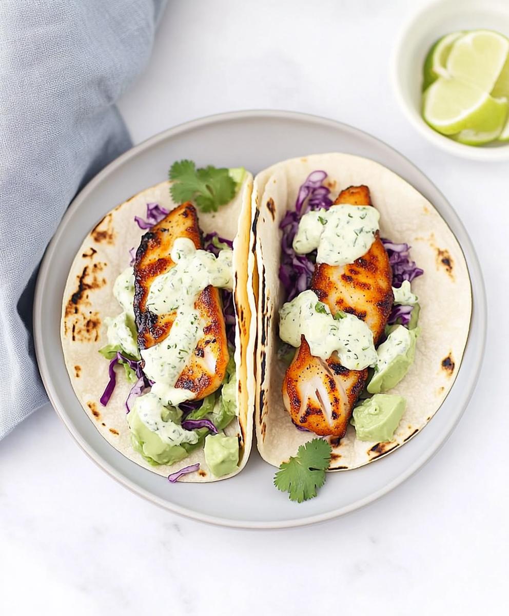 Fish Tacos With Cilantro Lime Slaw Recipe - dailydishrecipe.com