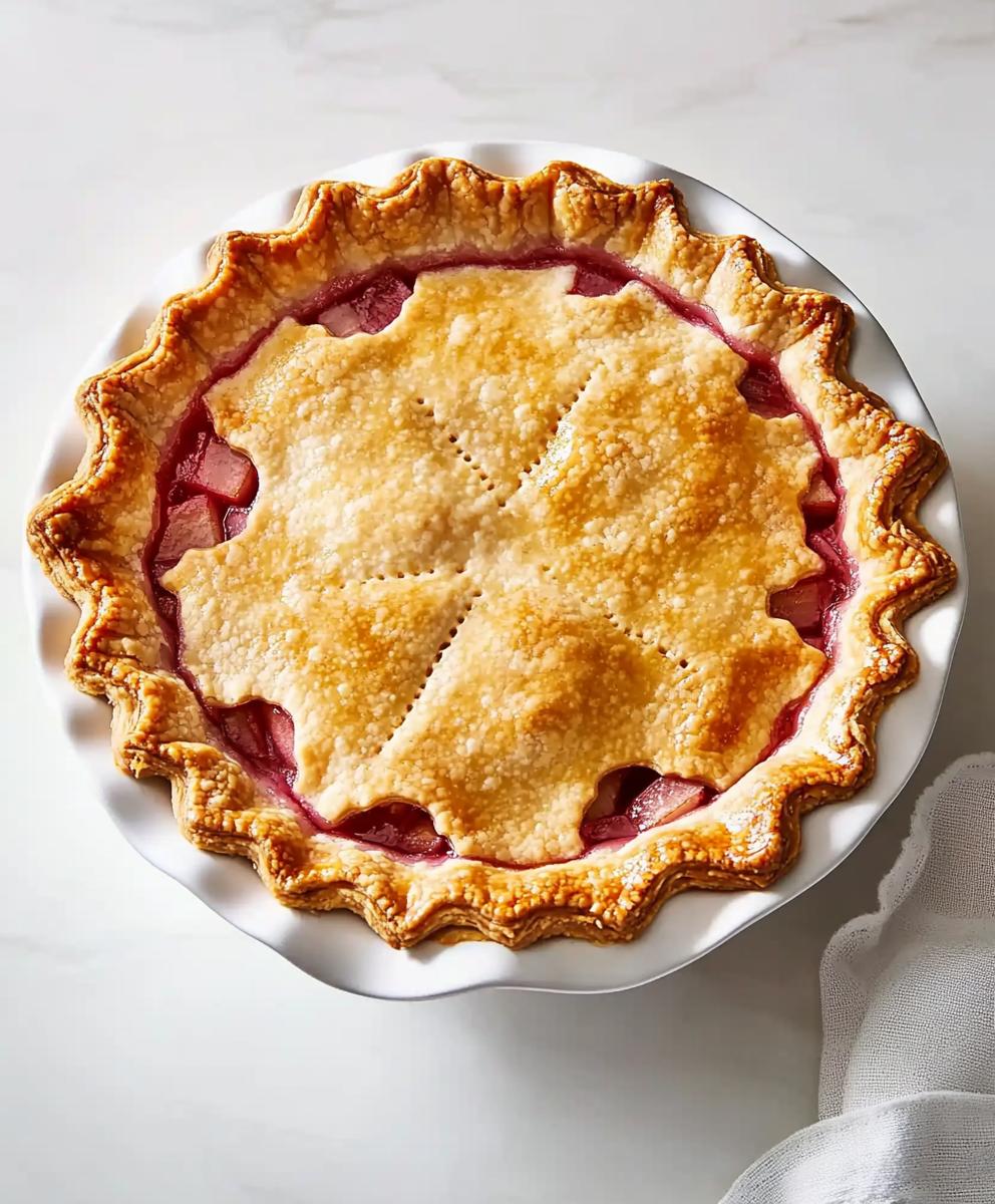 Fresh Rhubarb Pie Recipe - dailydishrecipe.com