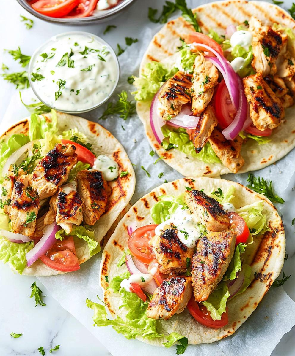 Greek Chicken Gyros Recipe - dailydishrecipe.com