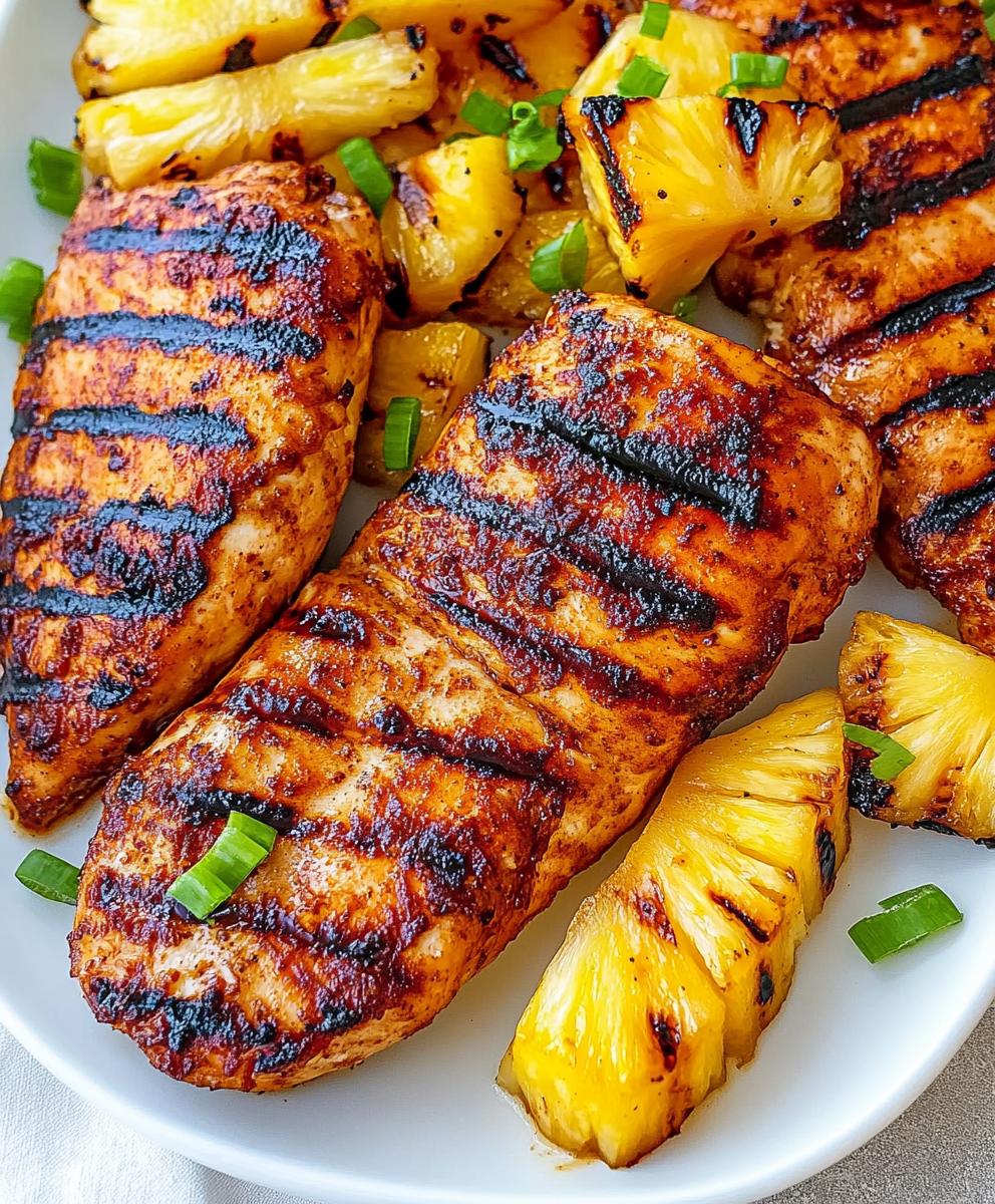 Grilled Aloha Chicken And Pineapple Recipe - dailydishrecipe.com