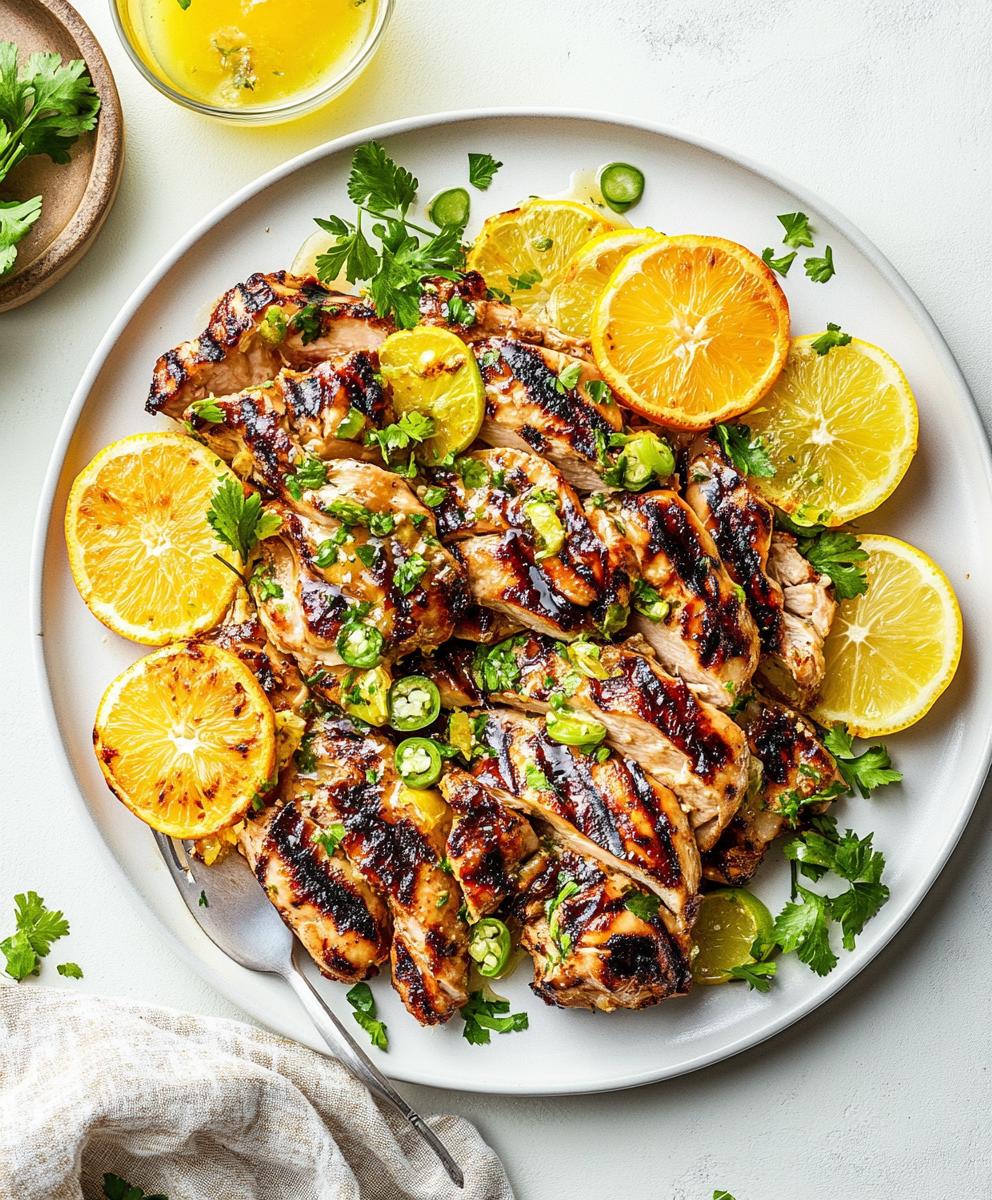 Grilled Citrus Chicken With Glaze Recipe - dailydishrecipe.com