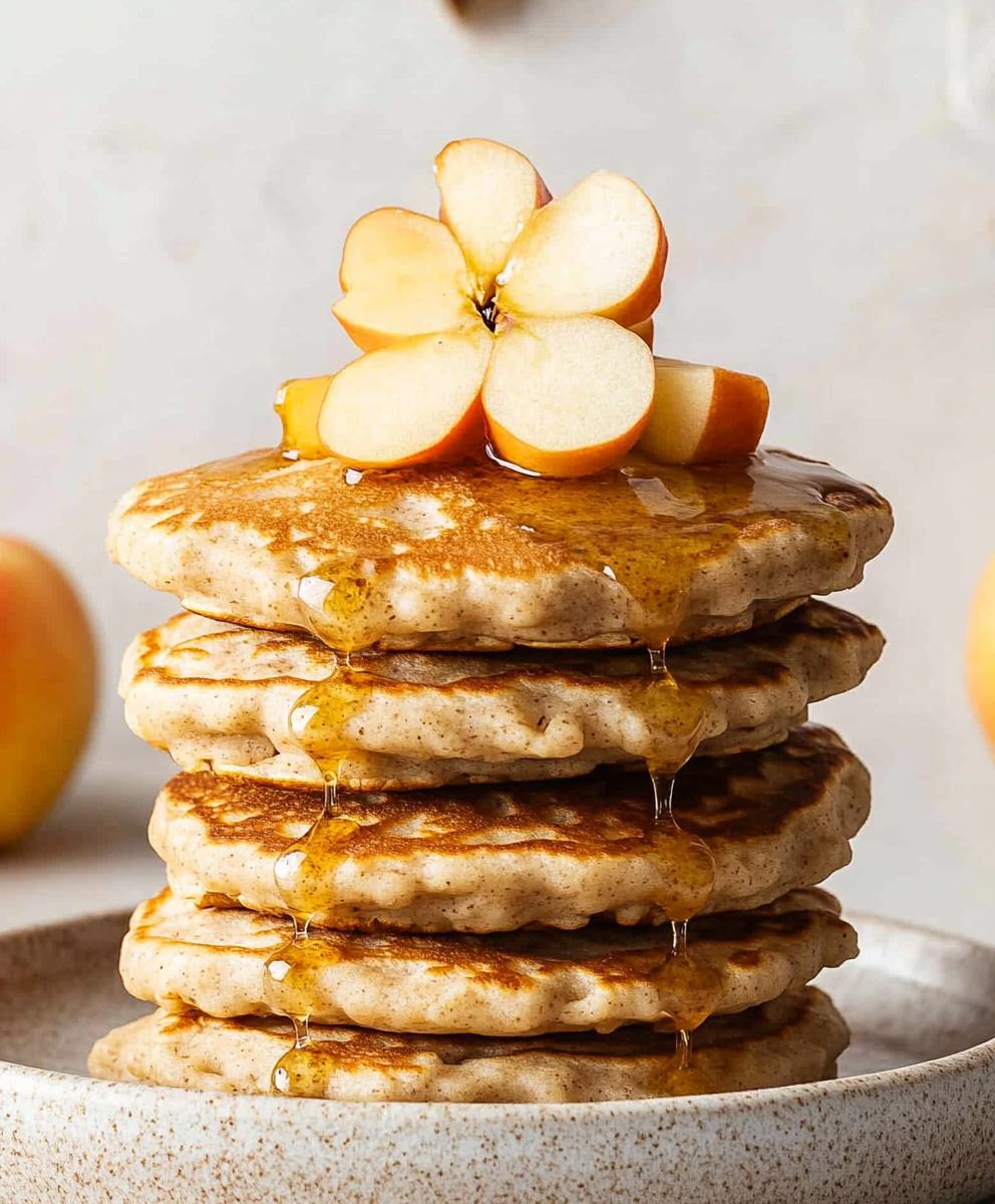Healthy Oatmeal Apple Pancakes Recipe - dailydishrecipe.com