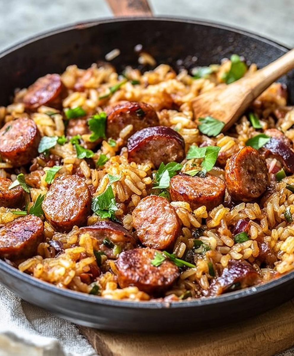 Sausage And Rice Skillet Recipe - dailydishrecipe.com