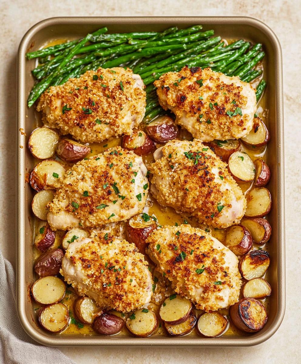 Sheet Pan Crispy Parmesan Garlic Chicken Recipe - dailydishrecipe.com