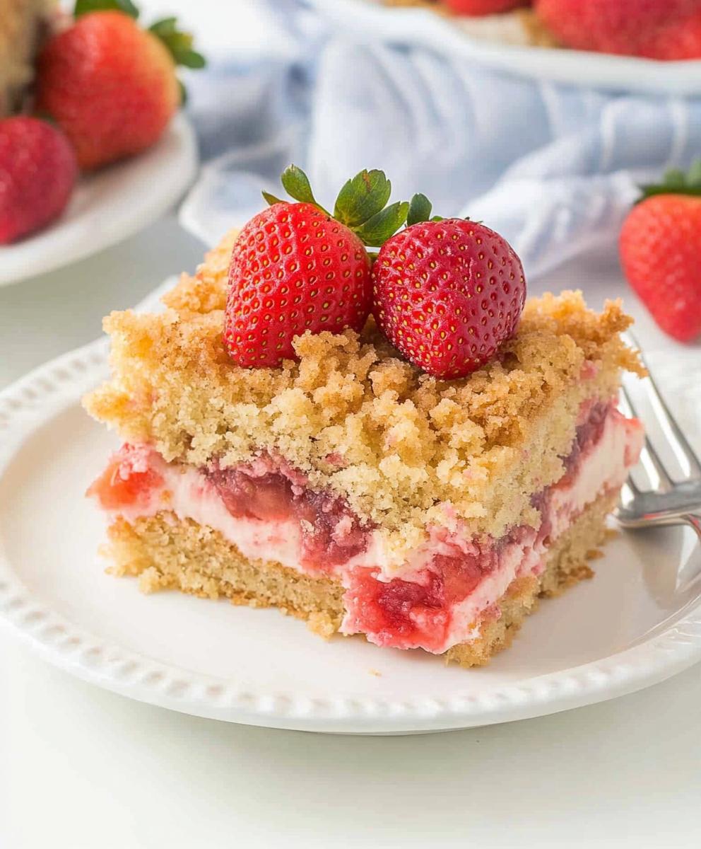 Strawberry Rhubarb Cake Recipe - dailydishrecipe.com