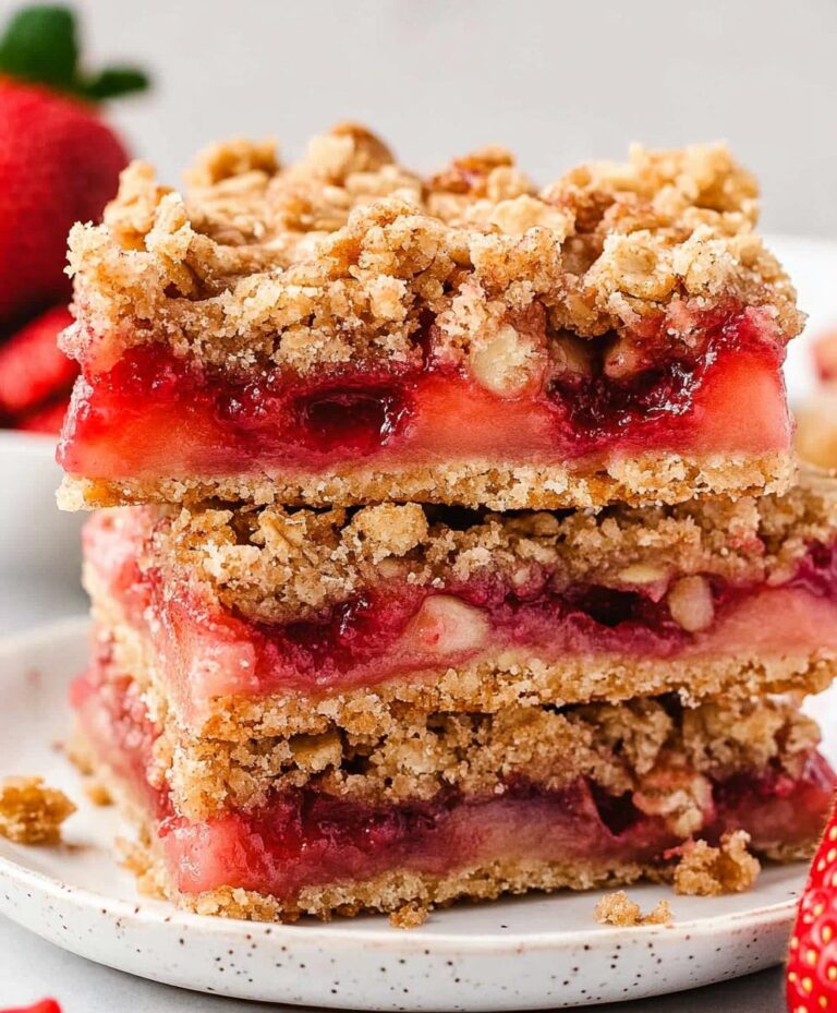 Strawberry Rhubarb Crumb Bars Recipe - dailydishrecipe.com