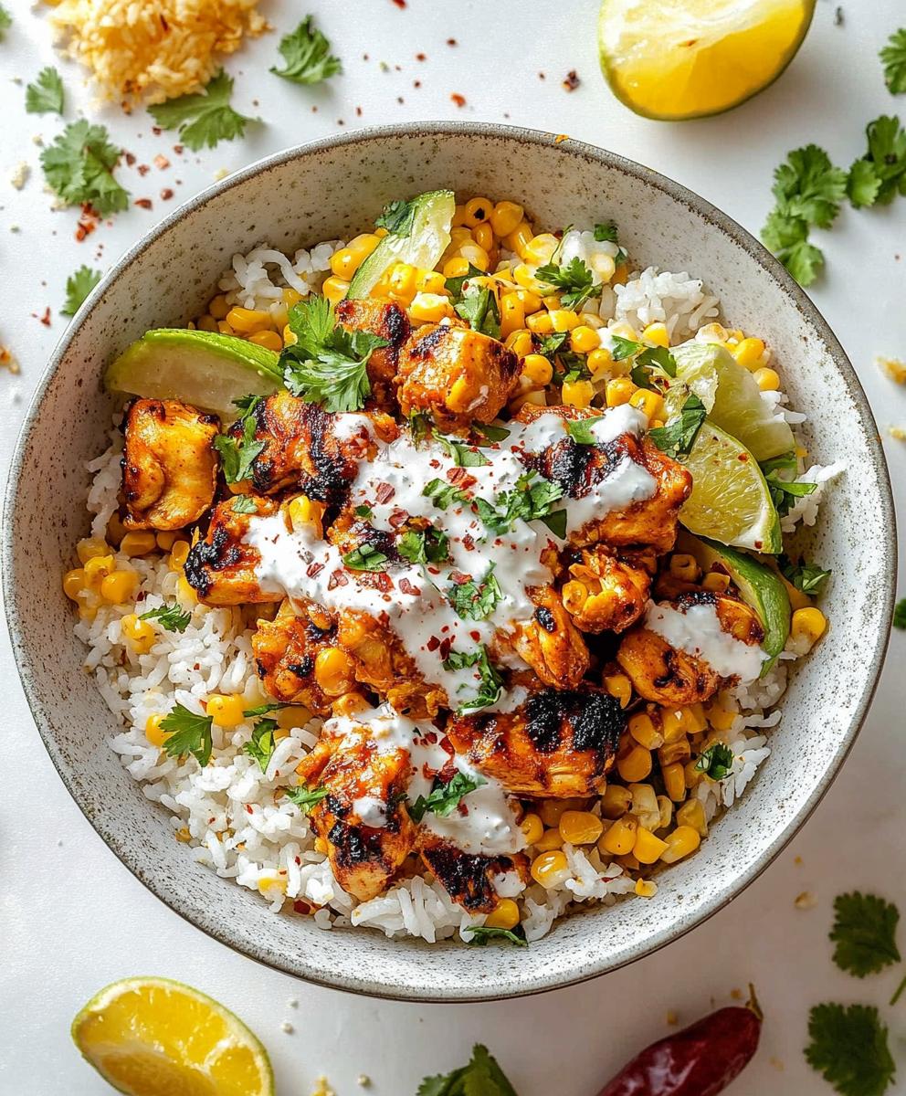 Street Corn Chicken Rice Bowl Recipe - dailydishrecipe.com