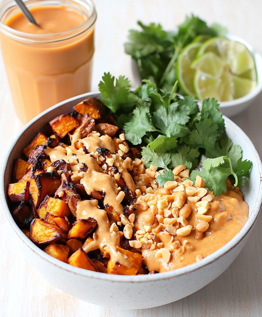 Thai Peanut Sweet Potato Buddha Bowl Recipe - dailydishrecipe.com