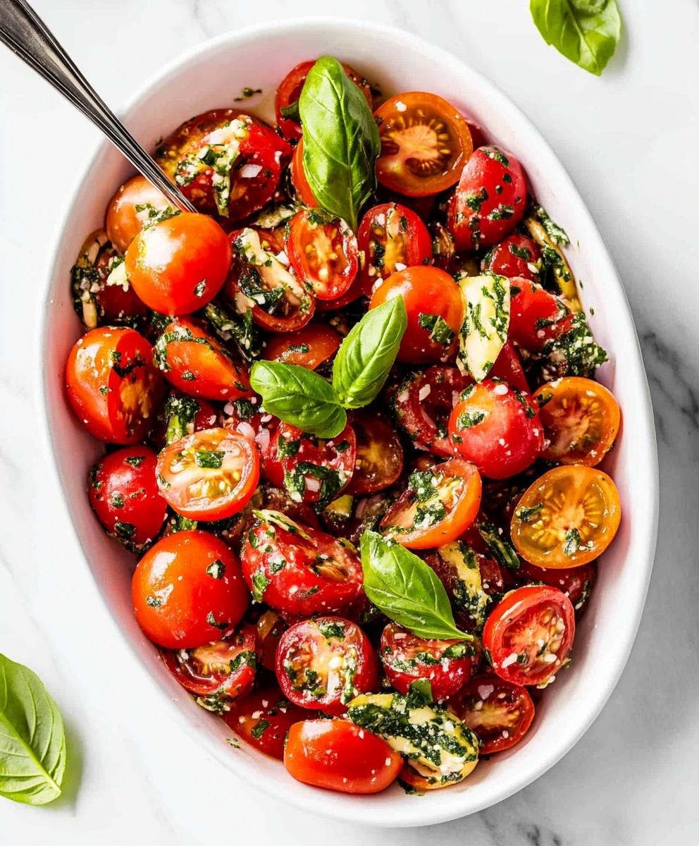 Tomato Basil Salad Recipe - dailydishrecipe.com