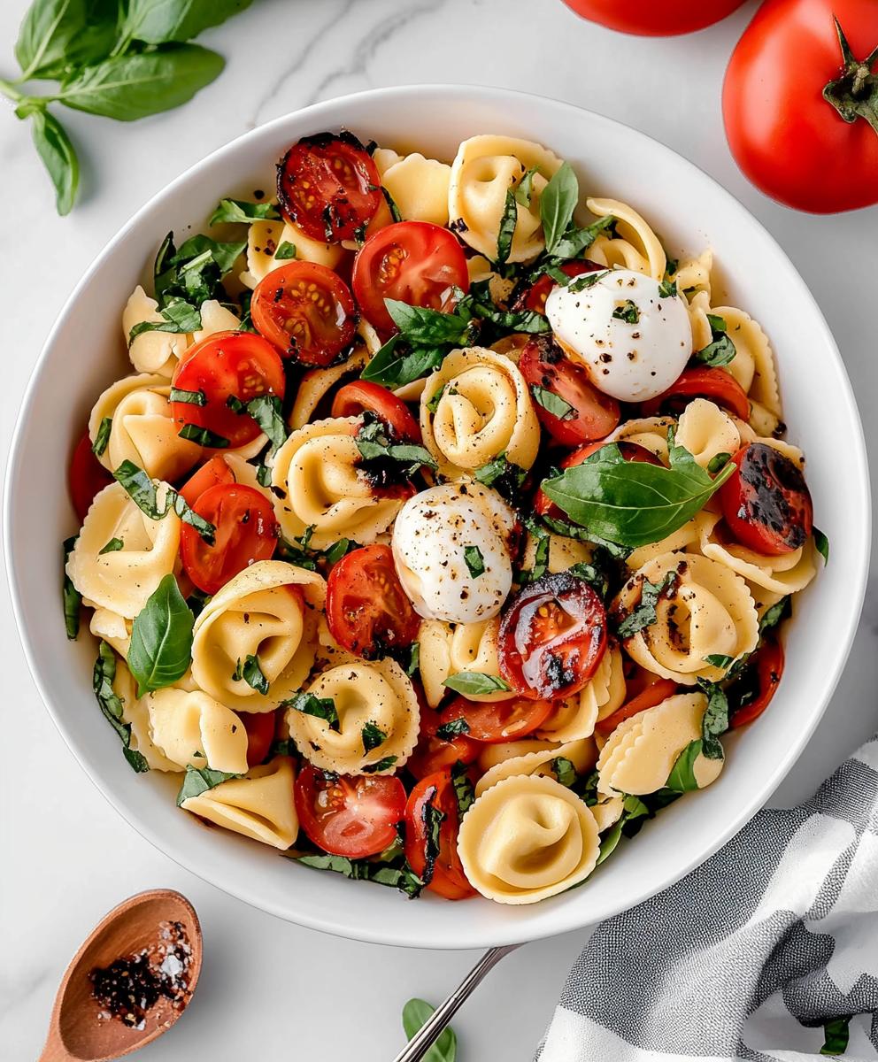 Tortellini Caprese Salad Recipe - dailydishrecipe.com