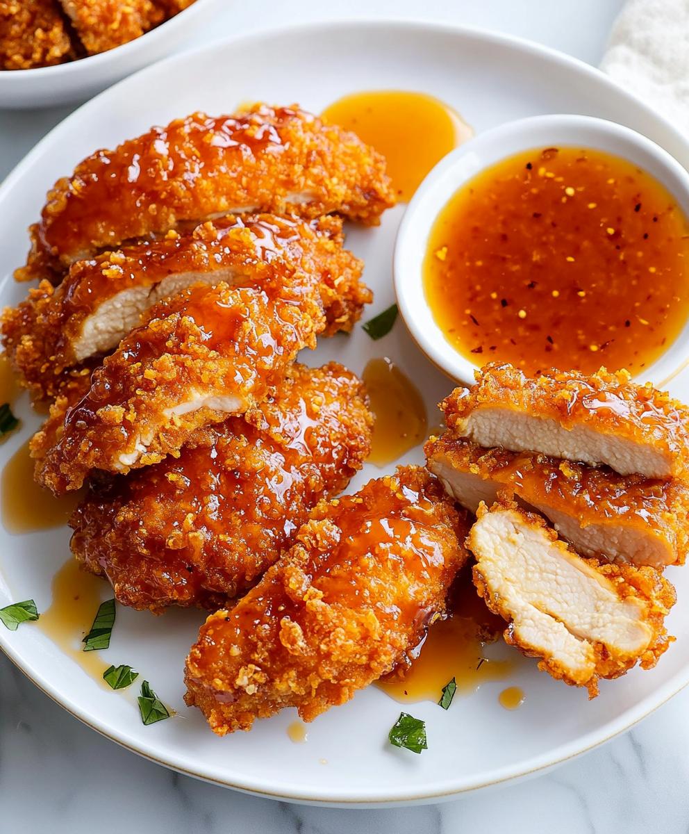Baked Crunchy Hot Honey Chicken Recipe - dailydishrecipe.com
