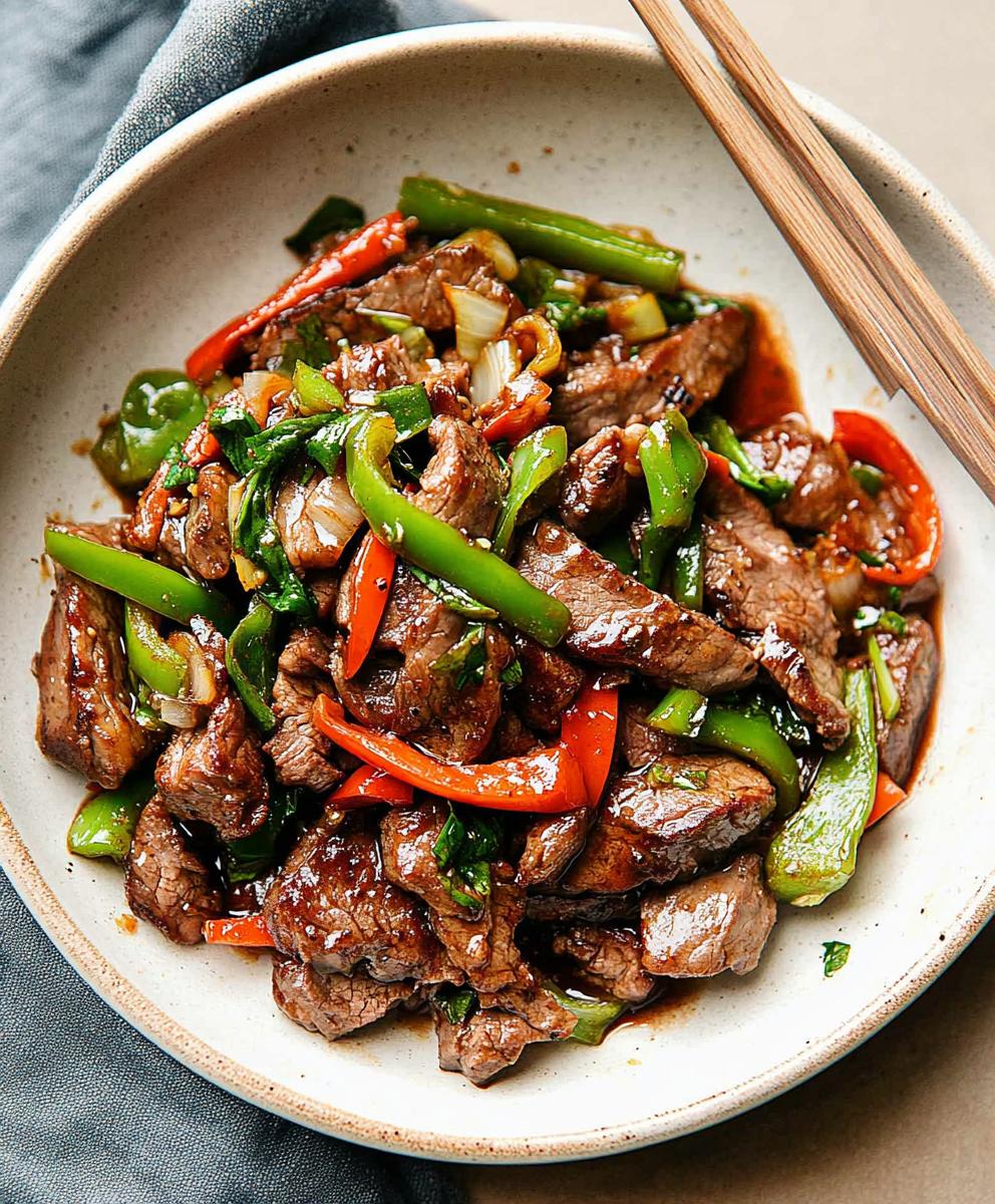 Easy Chinese Pepper Steak Recipe - dailydishrecipe.com