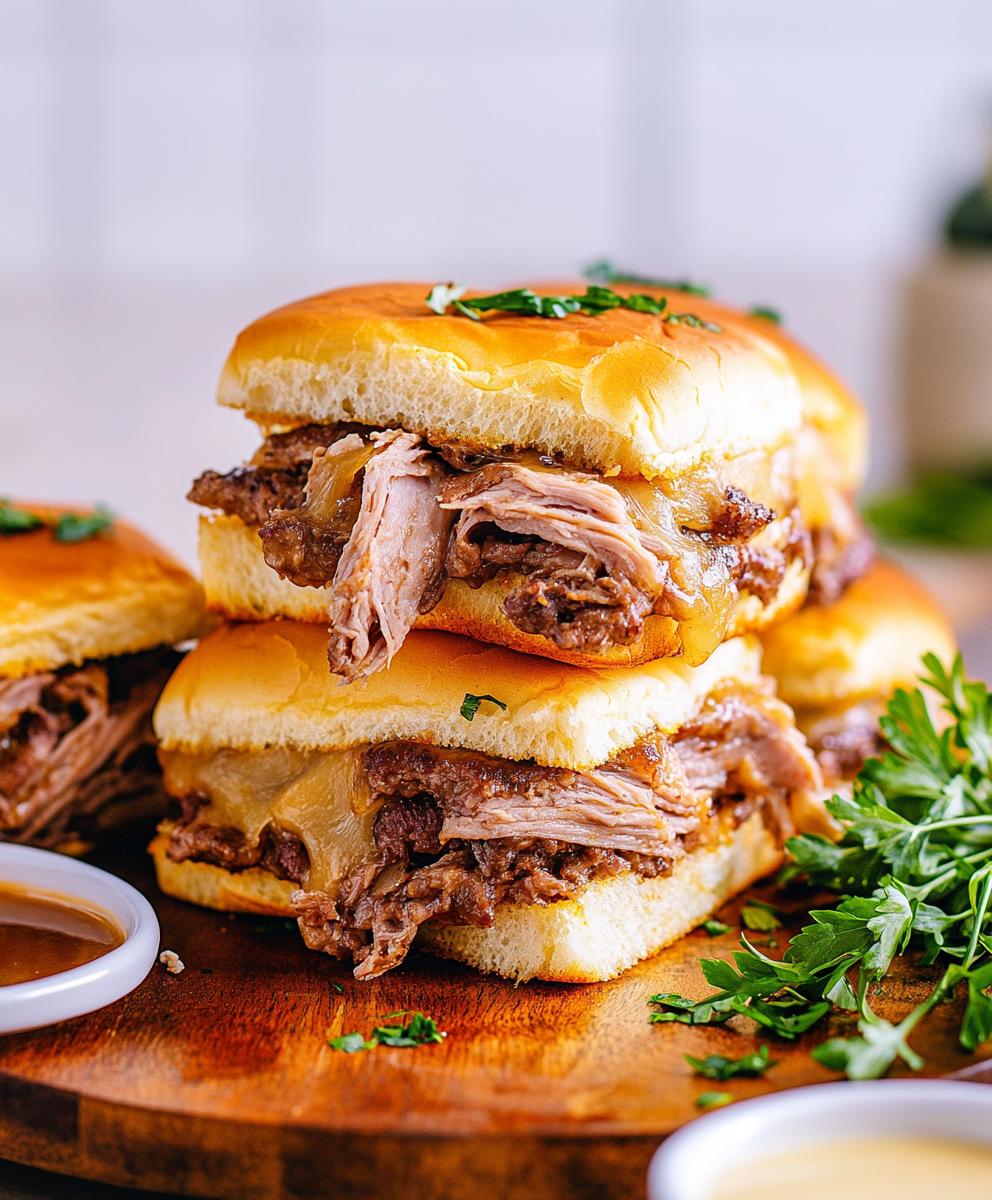 French Dip Sliders Recipe - dailydishrecipe.com