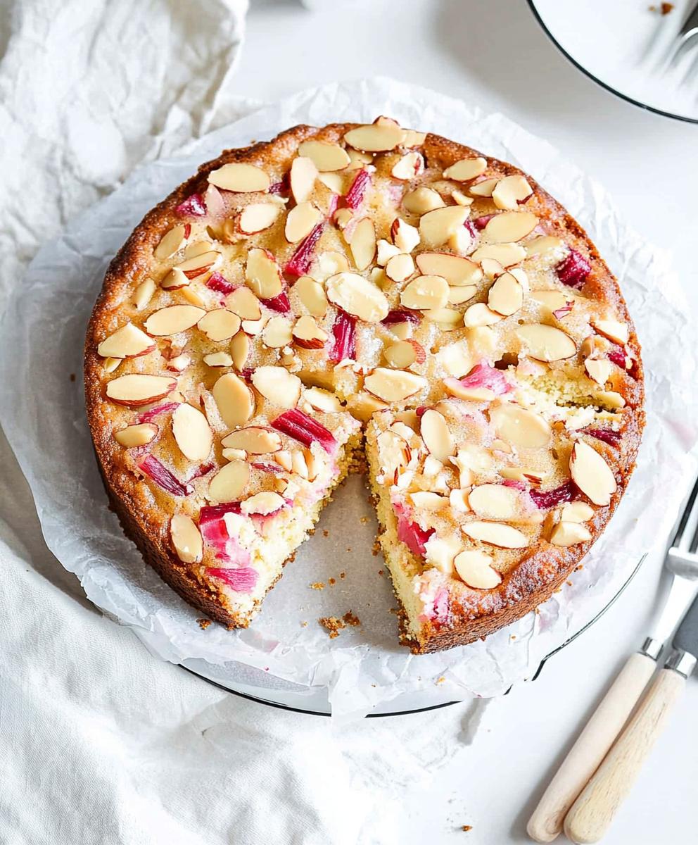 Norwegian Rhubarb And Almond Cake Recipe - dailydishrecipe.com