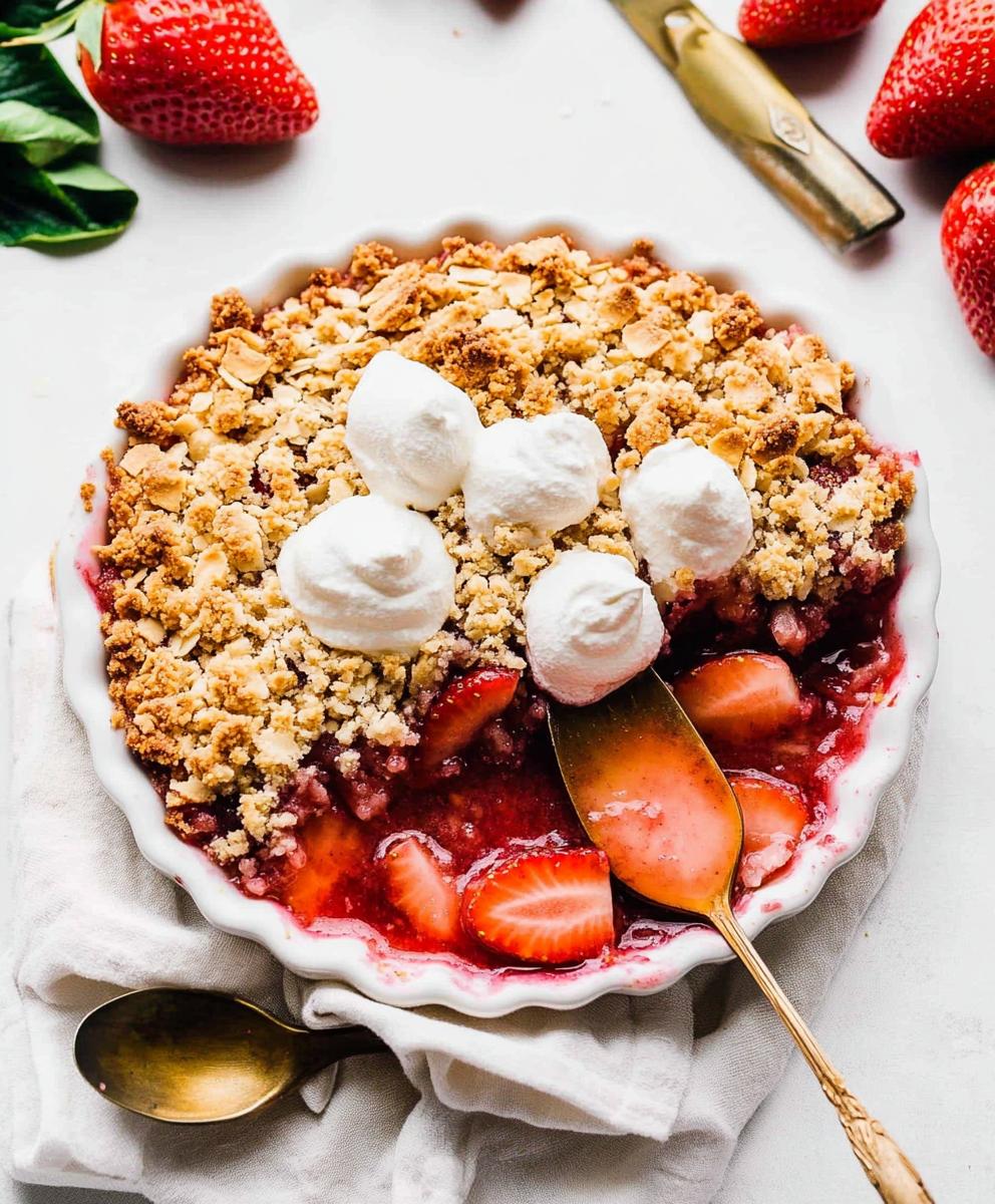 Strawberry Rhubarb Crumble Recipe - dailydishrecipe.com